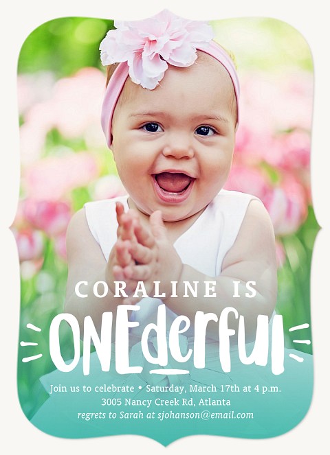 One-derful | Girl Birthday Party Invitations