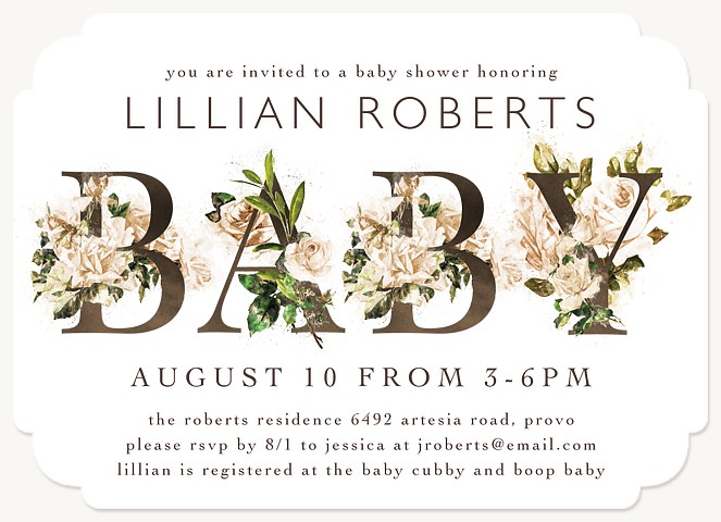 Flowering Font | Baby Shower Invites