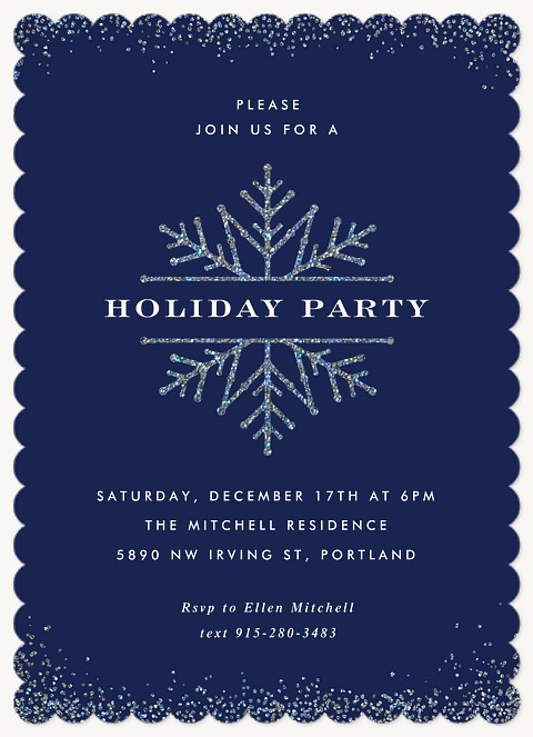 Glittering Snowflake | Holiday Party Invitations
