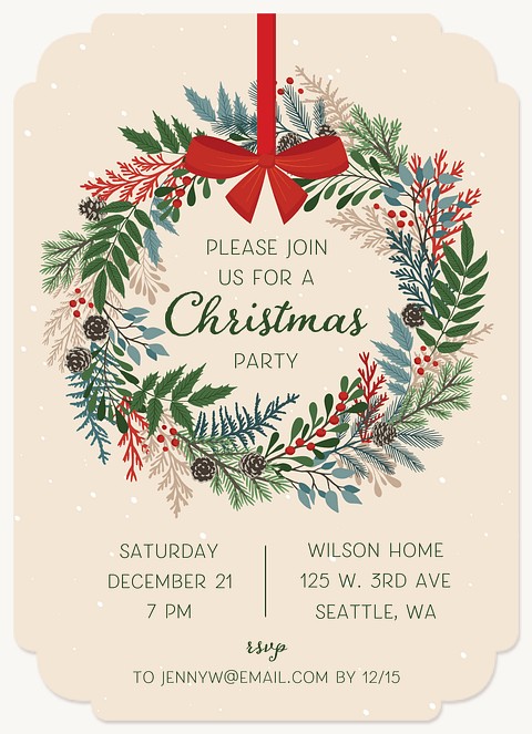 Wreath Invite | Holiday Party Invitations